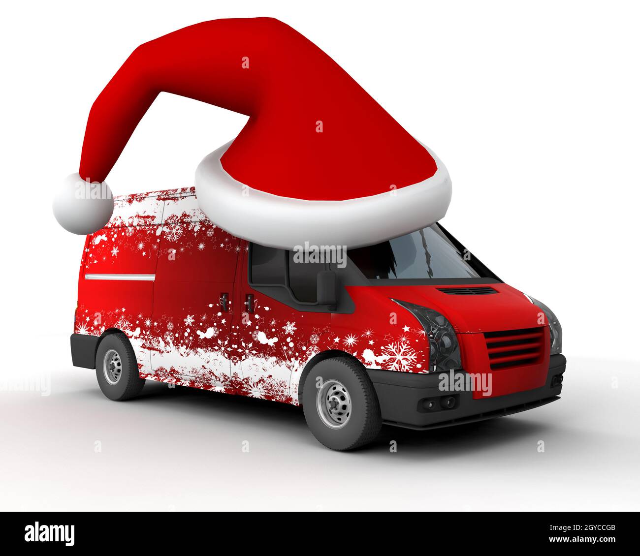 3D Render of a Christmas Delivery Van Isolated on White Stock Photo - Alamy