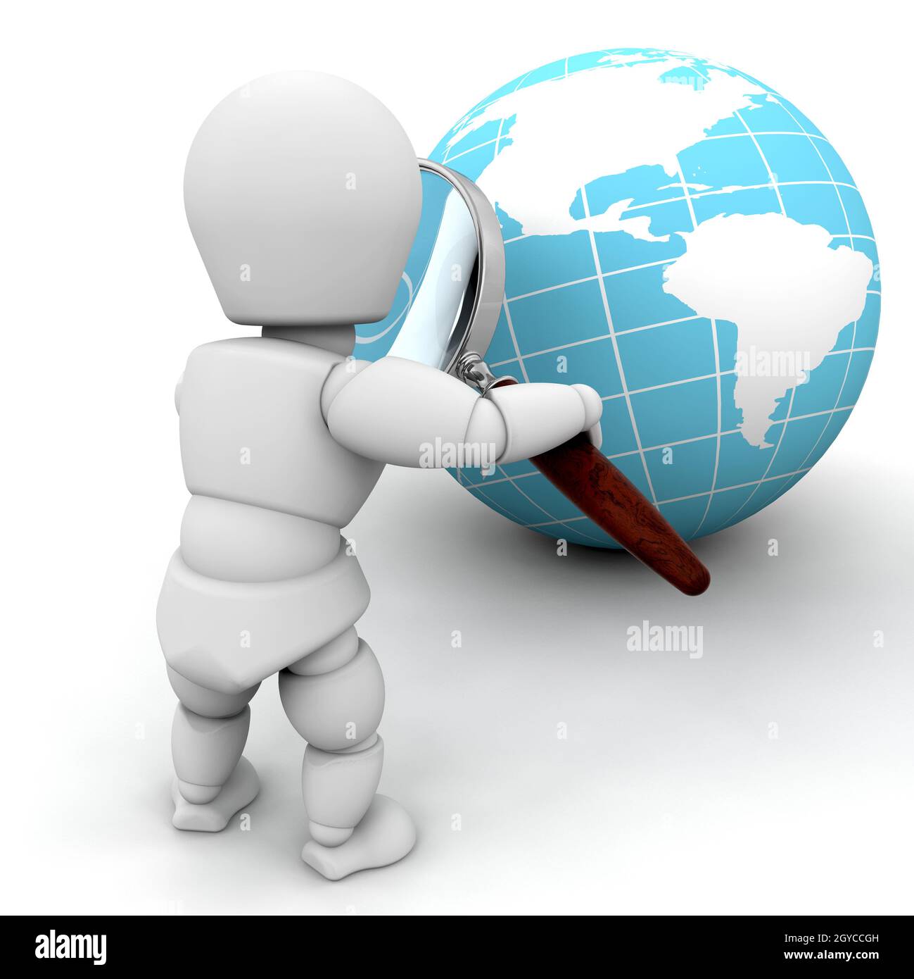 Map of the world magnifying glass Cut Out Stock Images & Pictures - Alamy