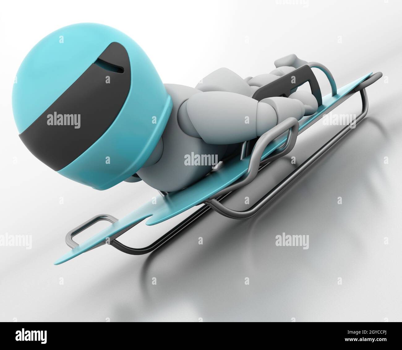 3D render of a man competing in the skeleton bobsleigh Stock Photo - Alamy