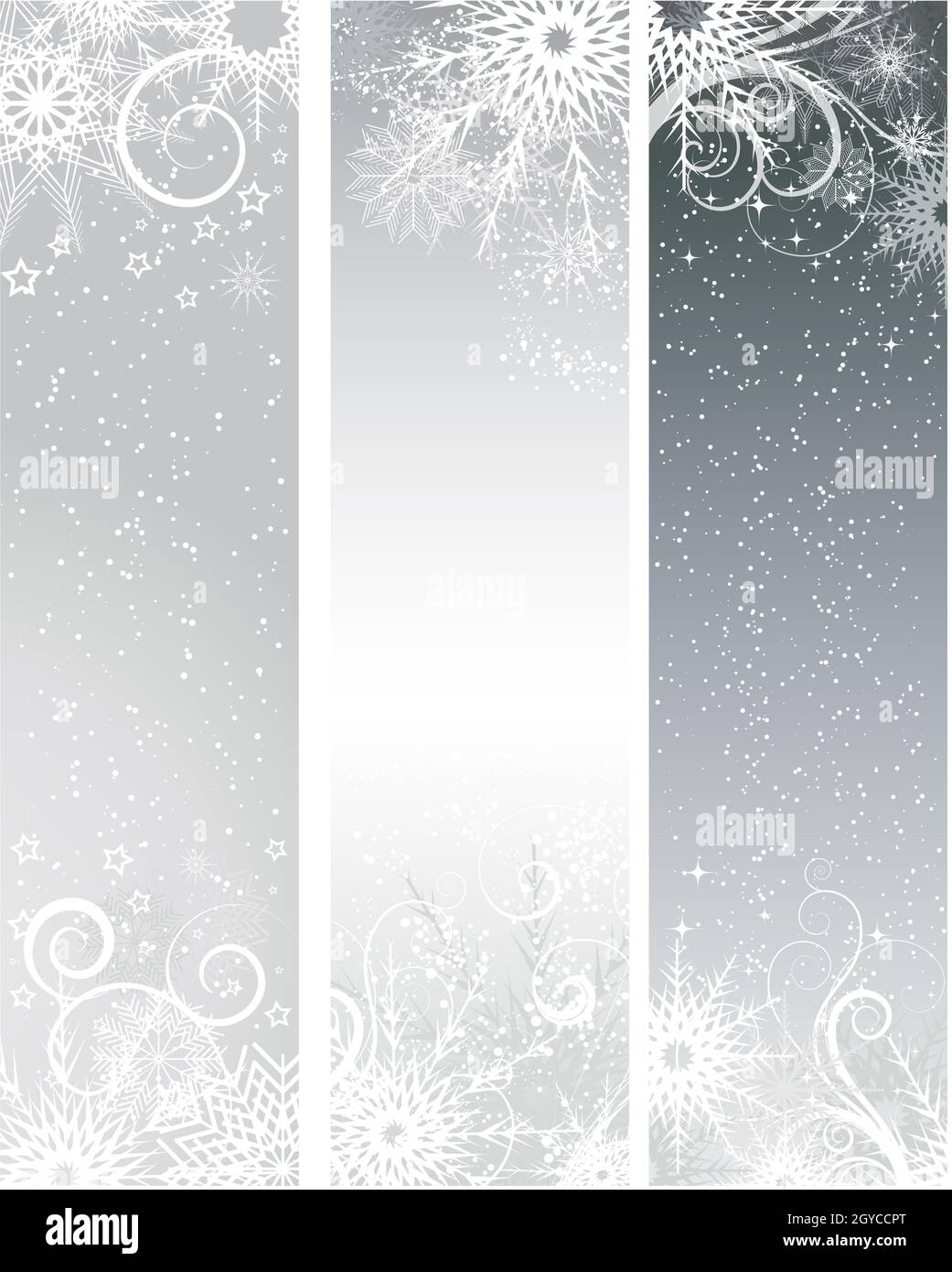 Winter themed banners with snowflakes and stars Stock Photo - Alamy