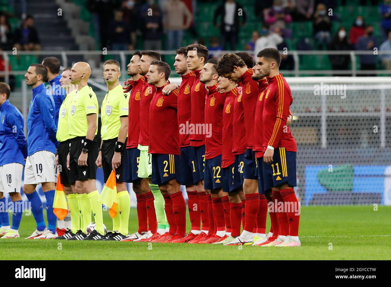 Milan, Italy. 6th Oct, 2021. Spain team group lina-up (ESP) Football ...