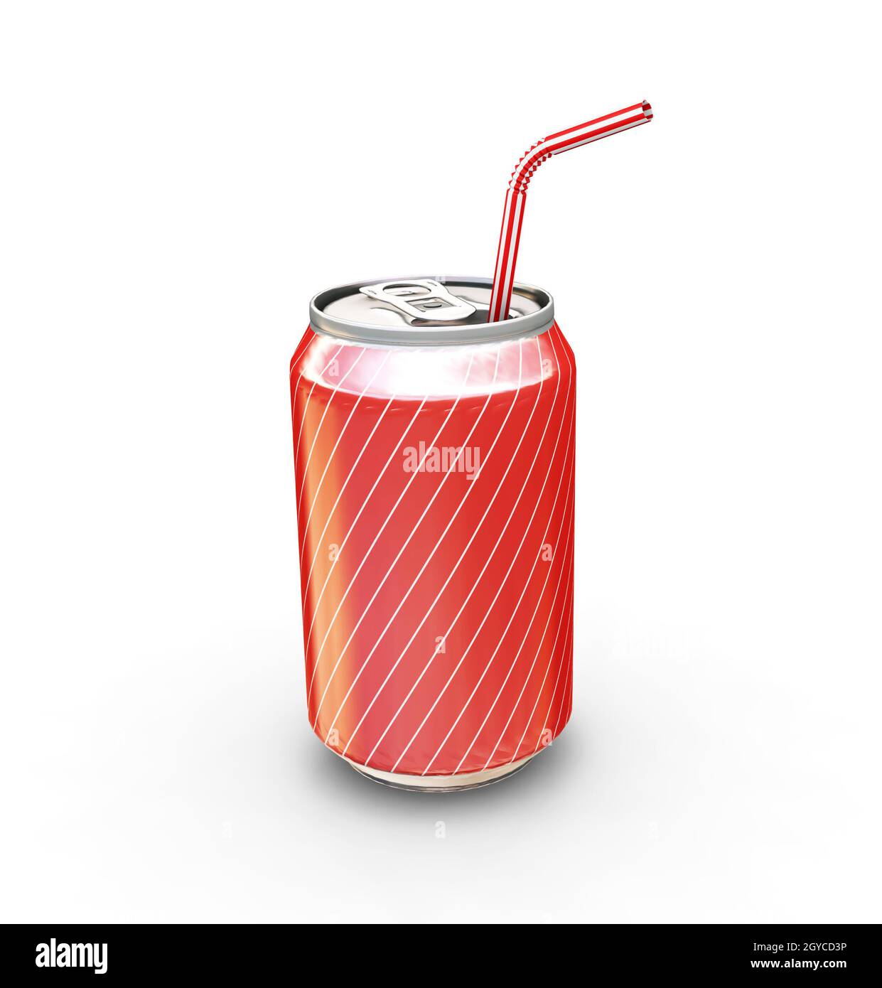3D render of a soda can with straw Stock Photo - Alamy