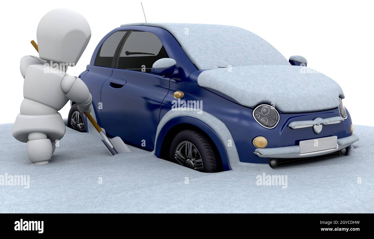Someone digging their car out of the snow Stock Photo - Alamy
