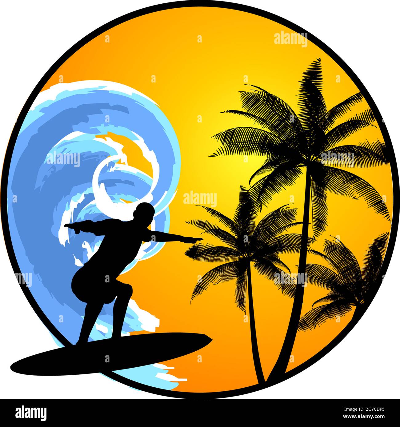 Summer background with surfer Stock Photo - Alamy