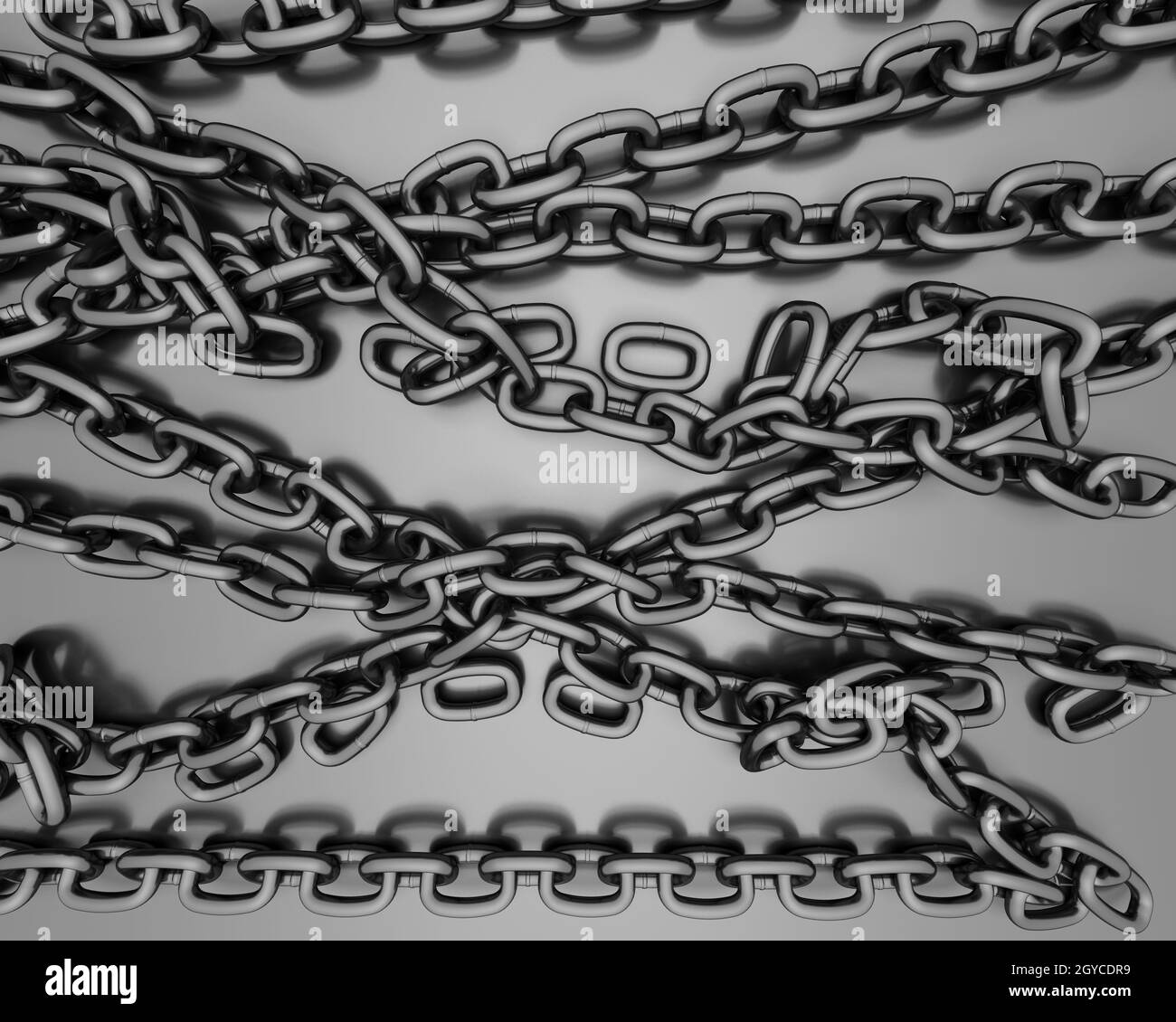 3D Render of Background of steel chains Stock Photo - Alamy