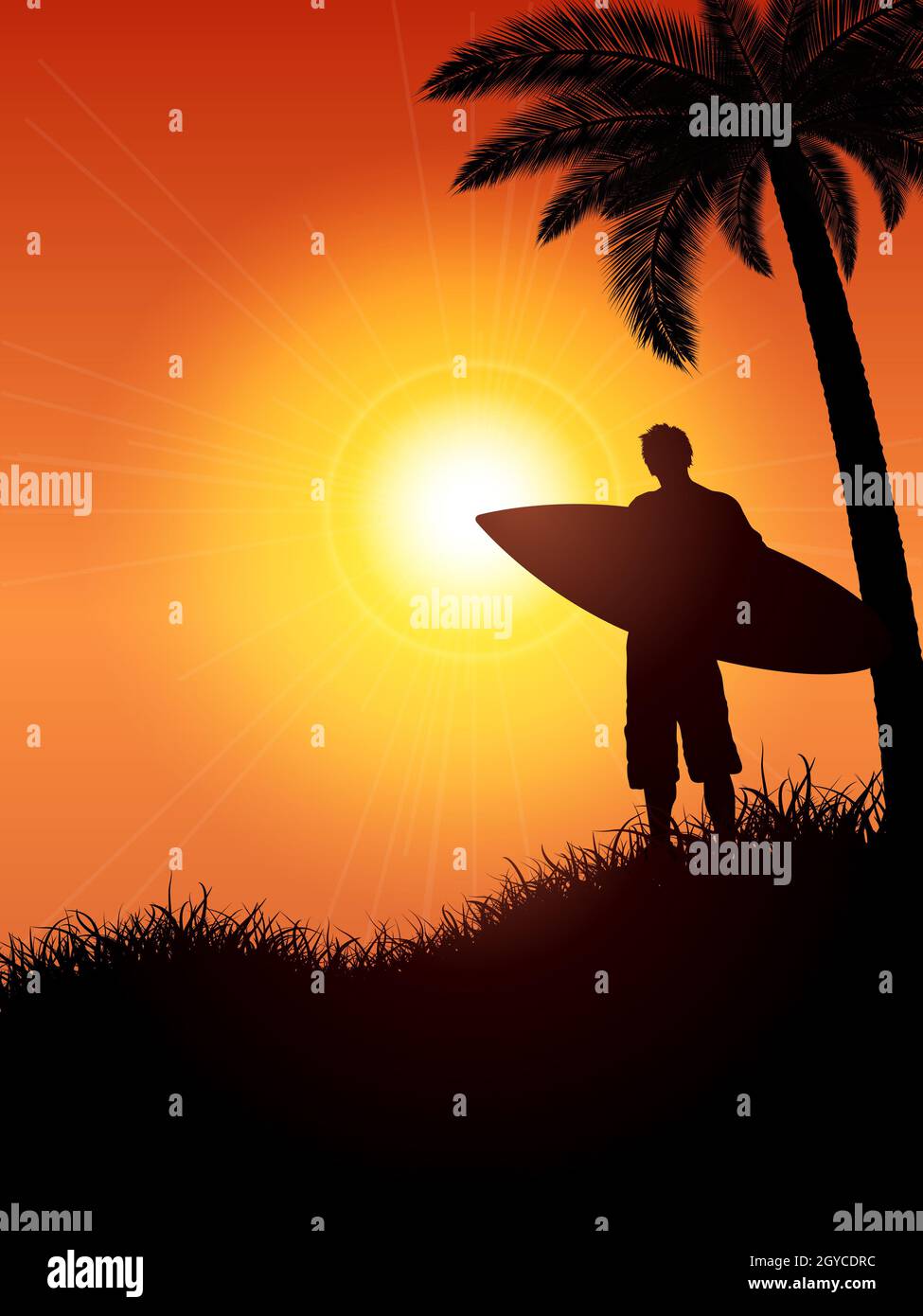 Surfer silhouette illustration hi-res stock photography and images - Alamy