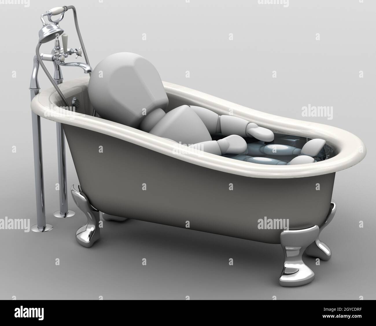 3D render of a man taking a bath Stock Photo - Alamy