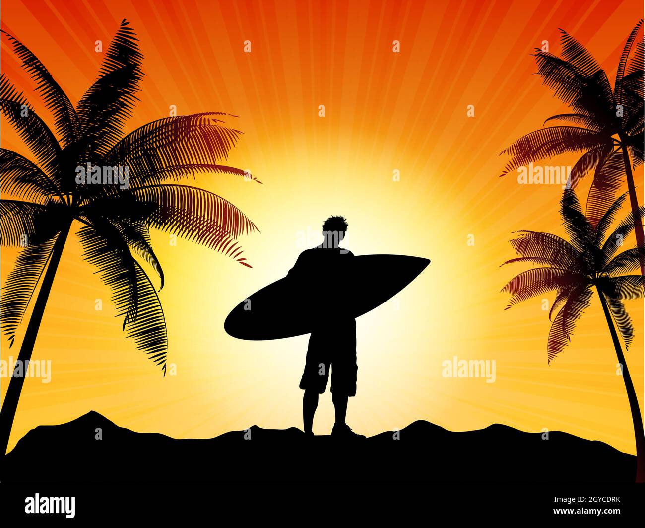 Surfer silhouette illustration hi-res stock photography and images - Alamy