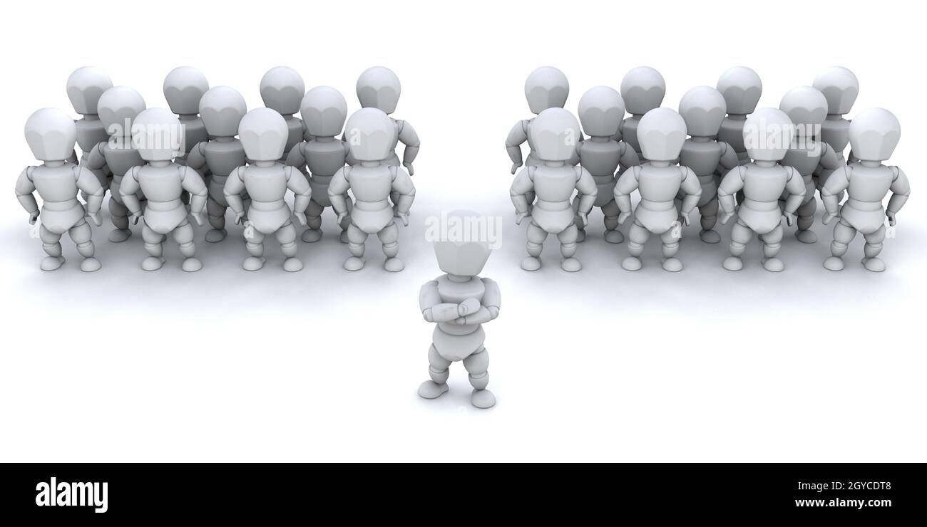 One person stood in front of a team of people Stock Photo - Alamy
