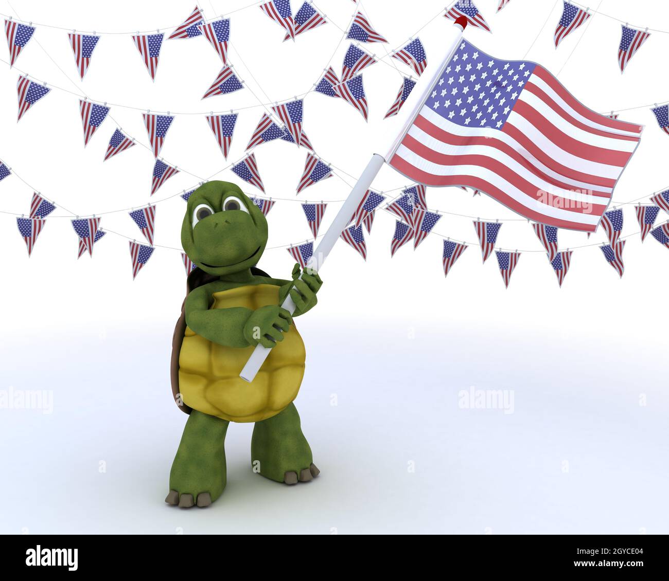 3D render of a tortoise with american flag Stock Photo - Alamy