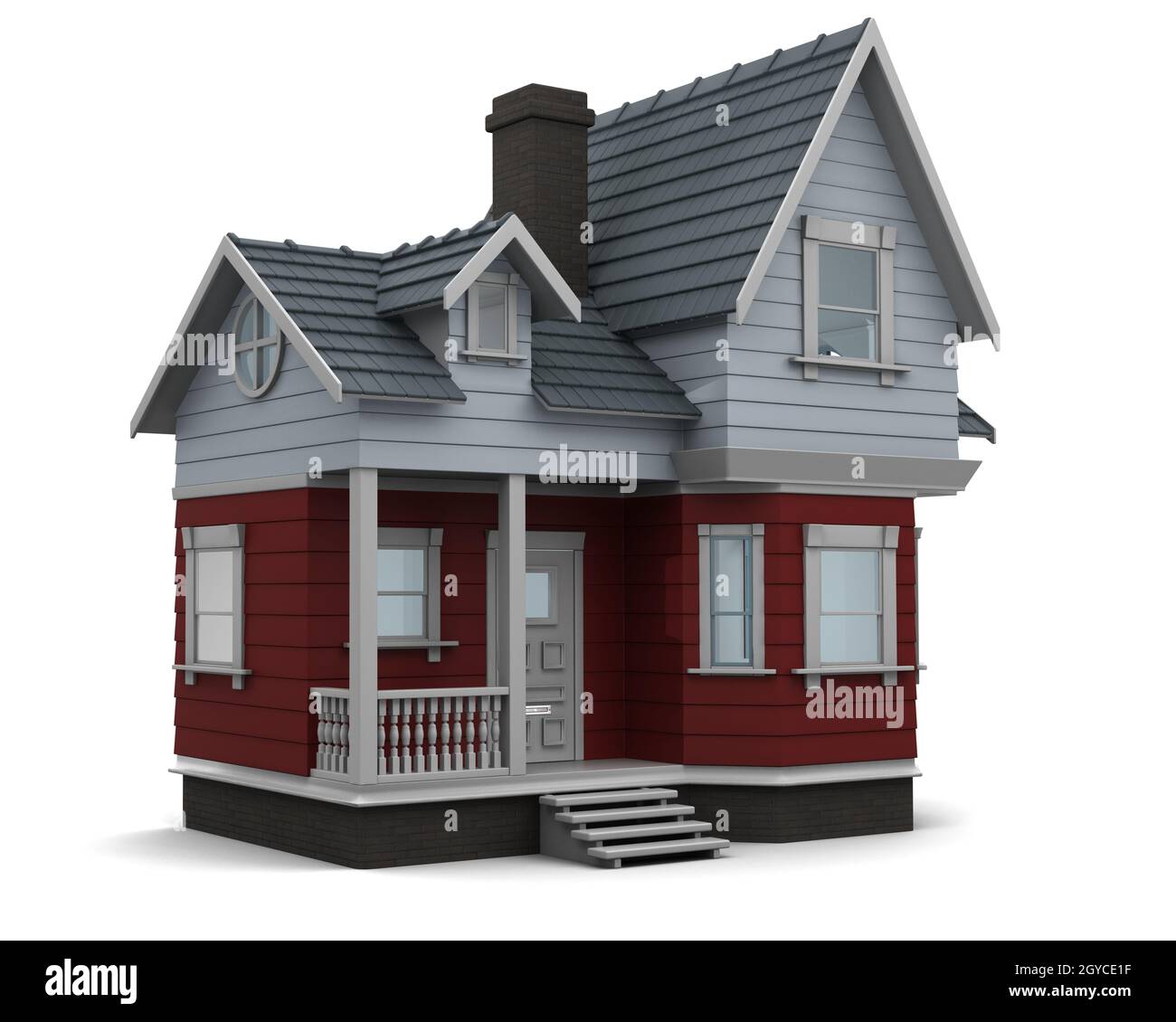 3D render of a traditional timber house Stock Photo - Alamy