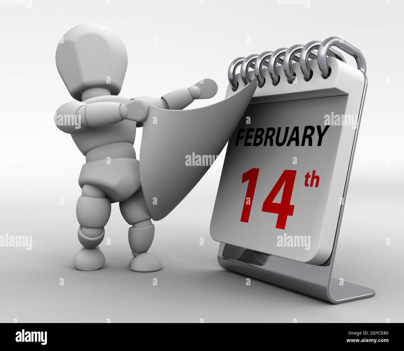 3D render of a man with a calender tearing off a page Stock Photo - Alamy