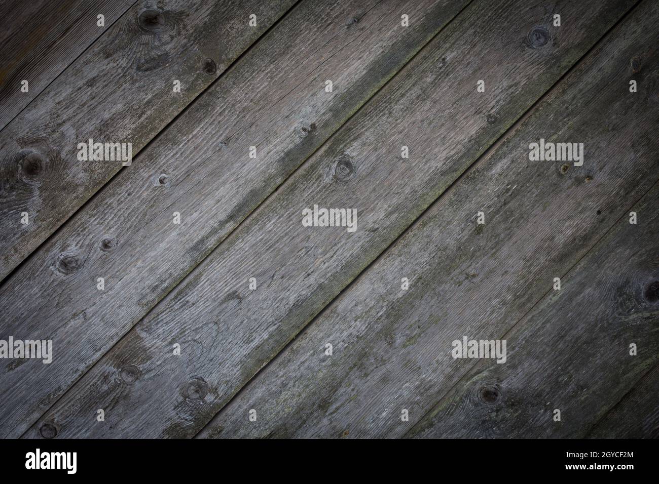 Wooden logs of an old house. Close-up. Weathered natural gray wood ...