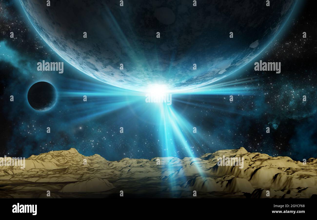 3D space background with fictional planets Stock Photo - Alamy