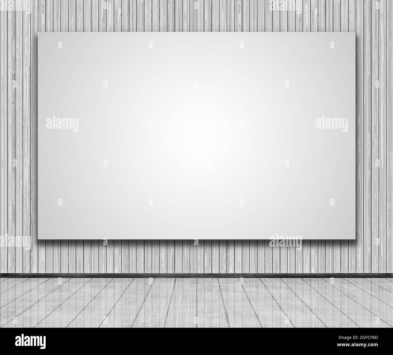 3D render of a blank canvas on a wooden wall Stock Photo - Alamy