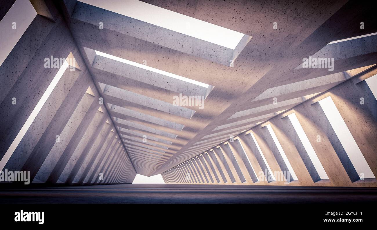 futuristic concrete structure, modern architecture. 3d render Stock ...