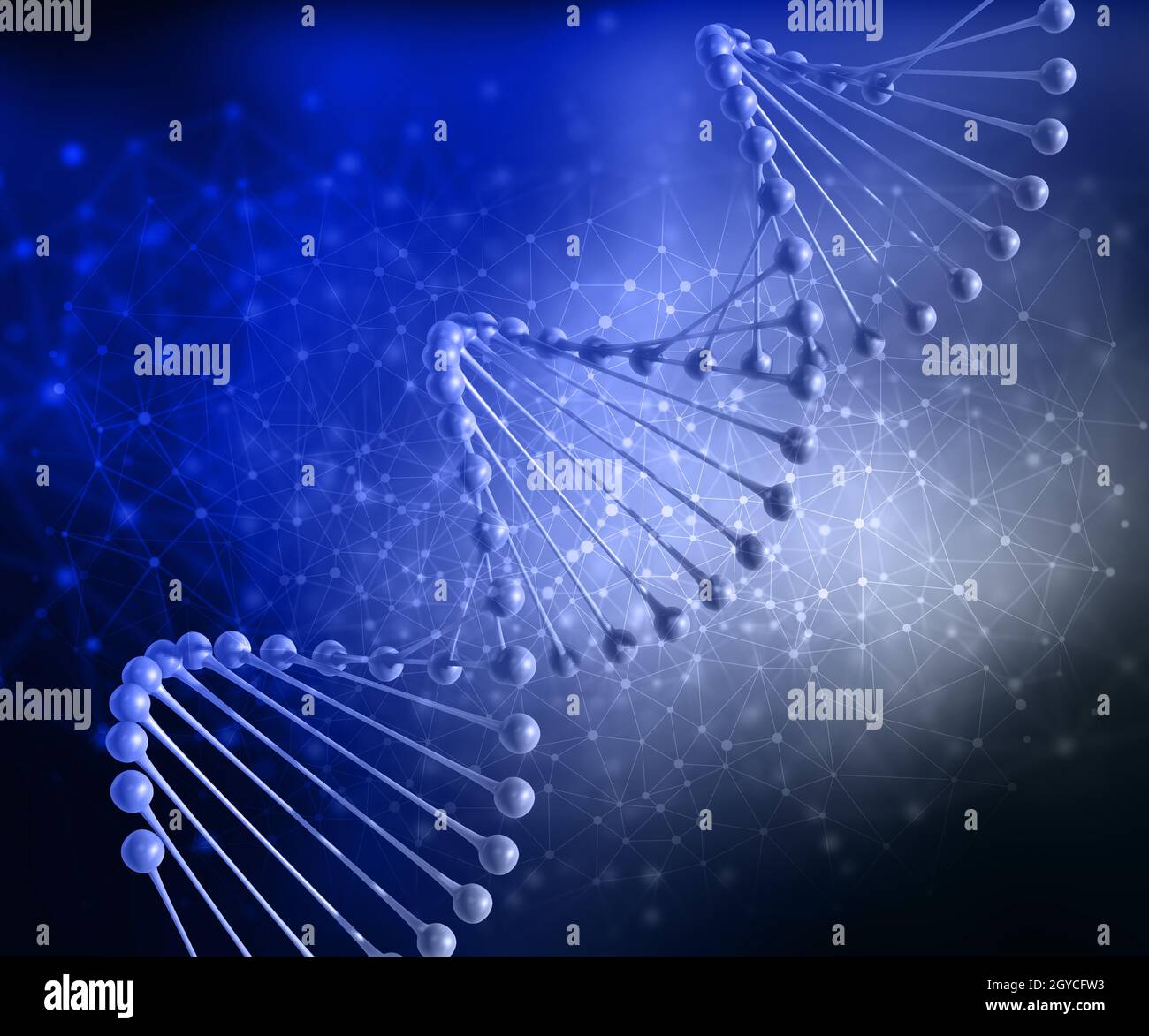 3D render of a medical background with DNA strand and connecting dots ...