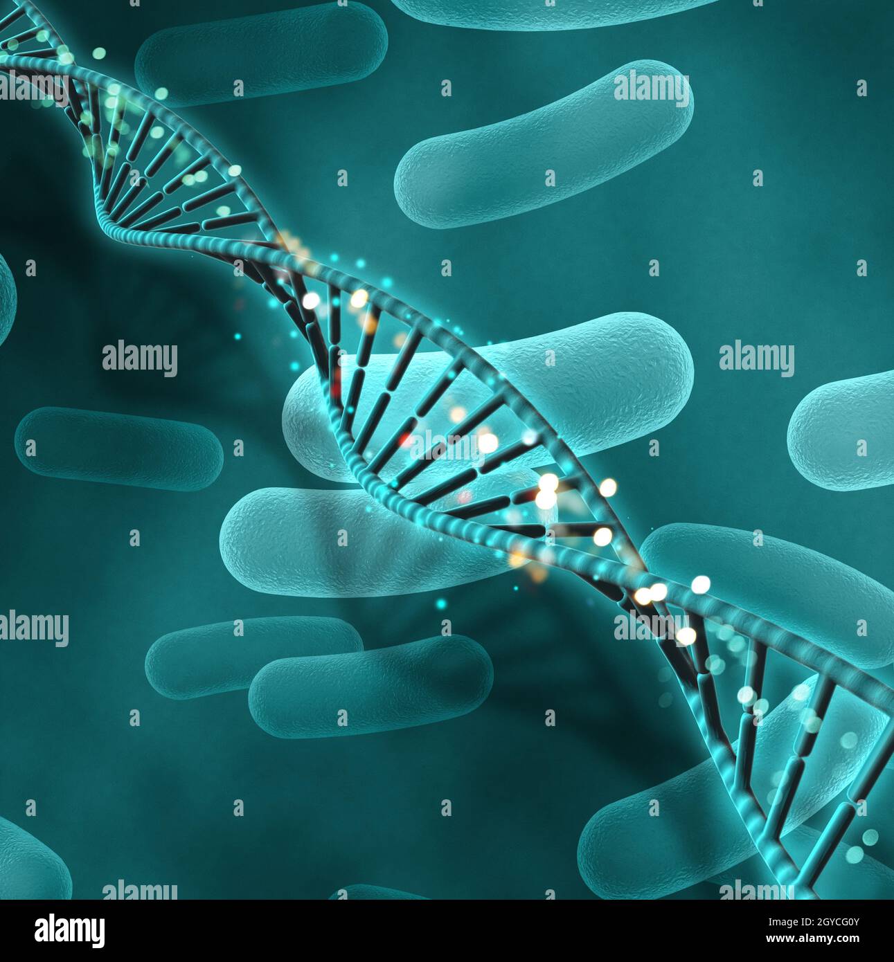 3D render of a medical background with blood cells and DNA strand Stock ...