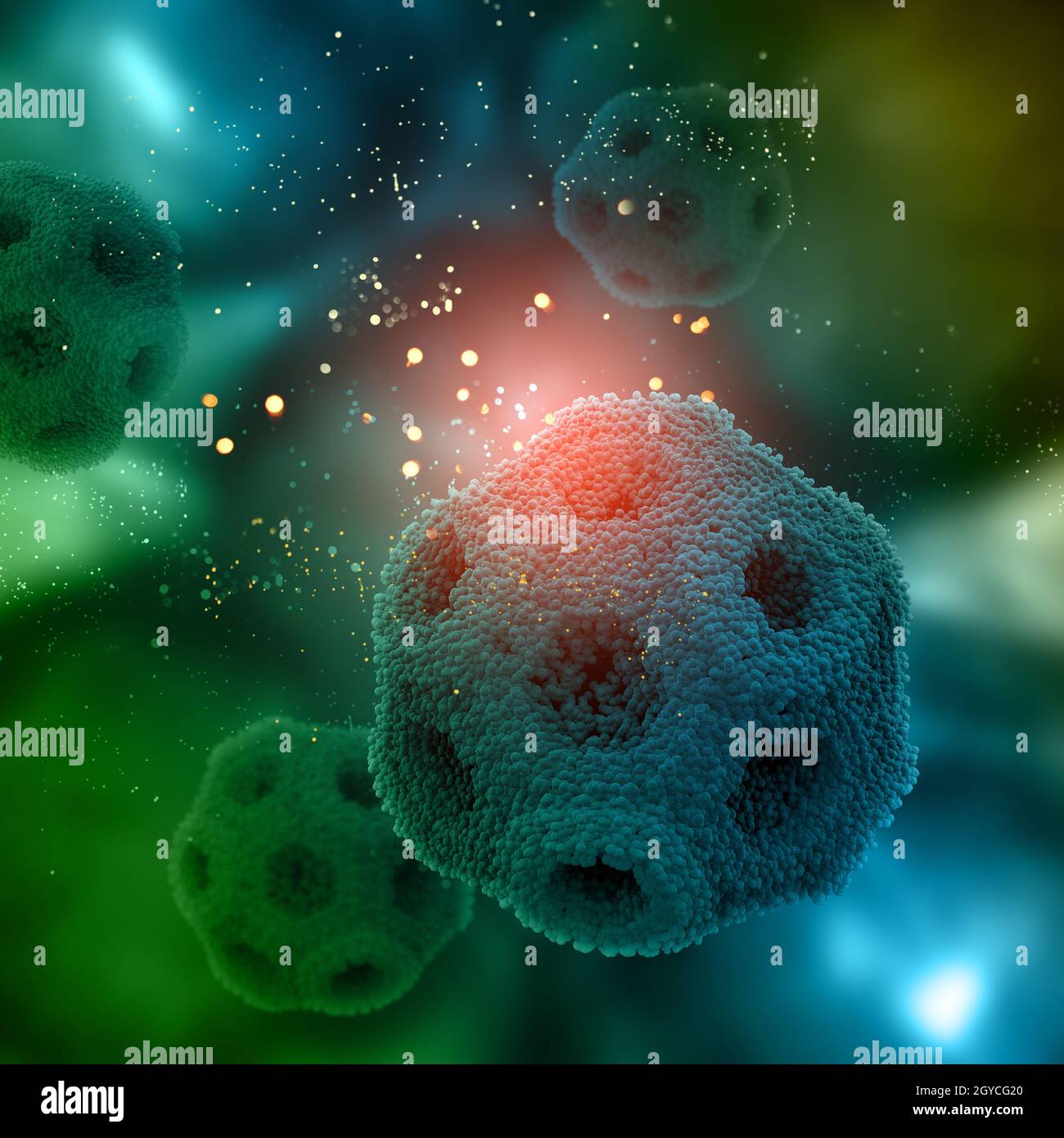 3D render of a medical background with random virus cells Stock Photo ...