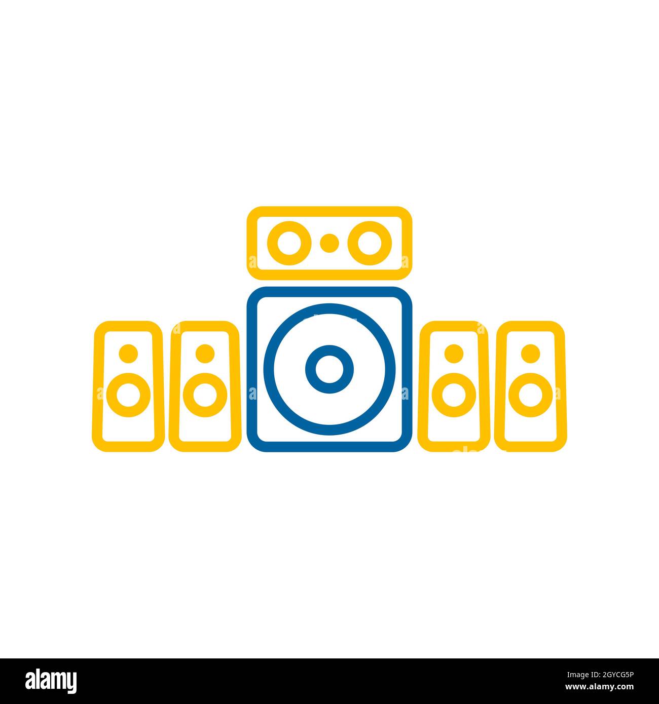 5.1 surround sound system vector icon. Graph symbol for music and sound ...