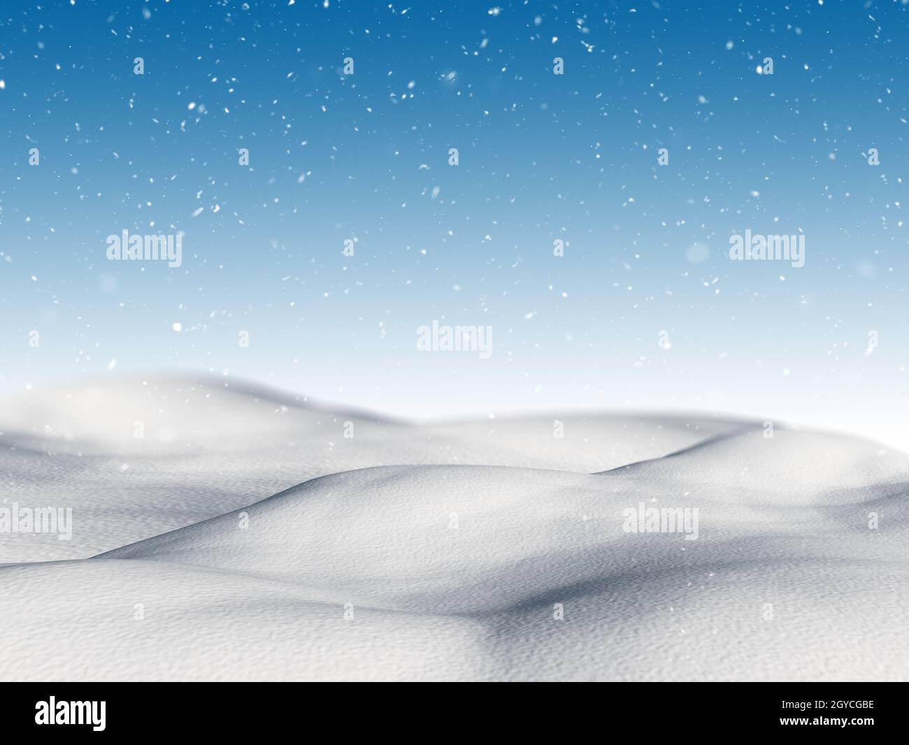 3D render of a snowy landscape with falling snow Stock Photo - Alamy