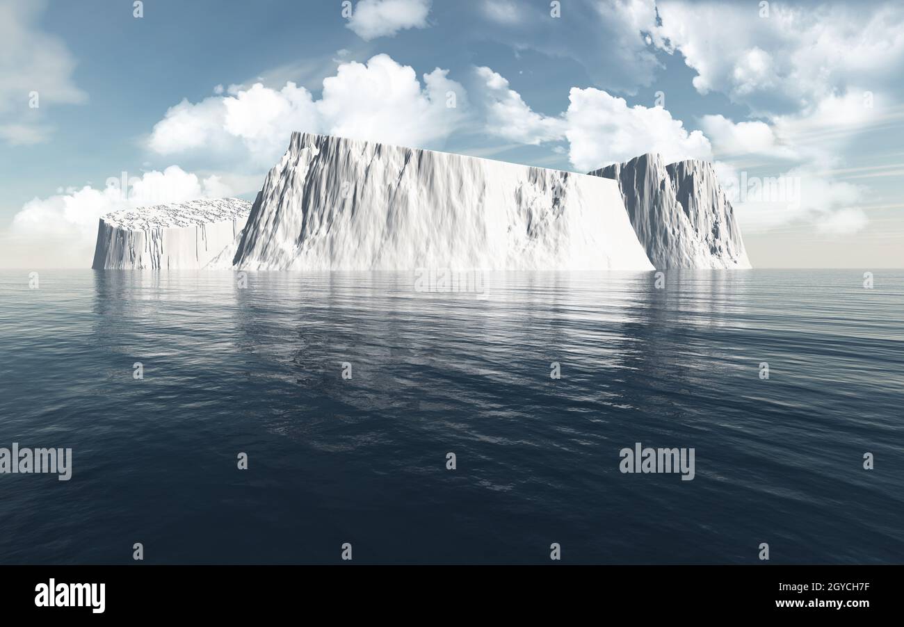 3D render of icebergs in the ocean Stock Photo - Alamy