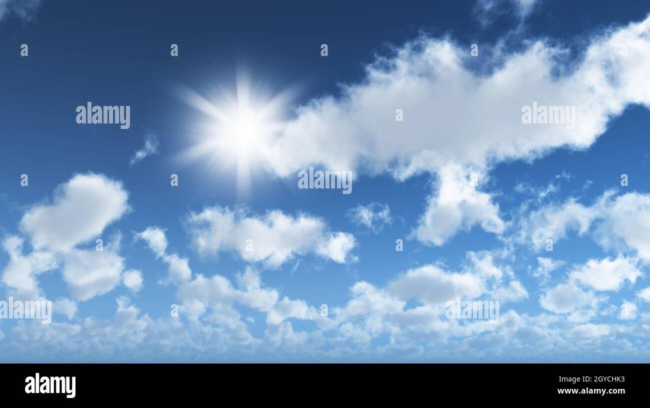 3D render of a sunny blue sky with clouds Stock Photo - Alamy