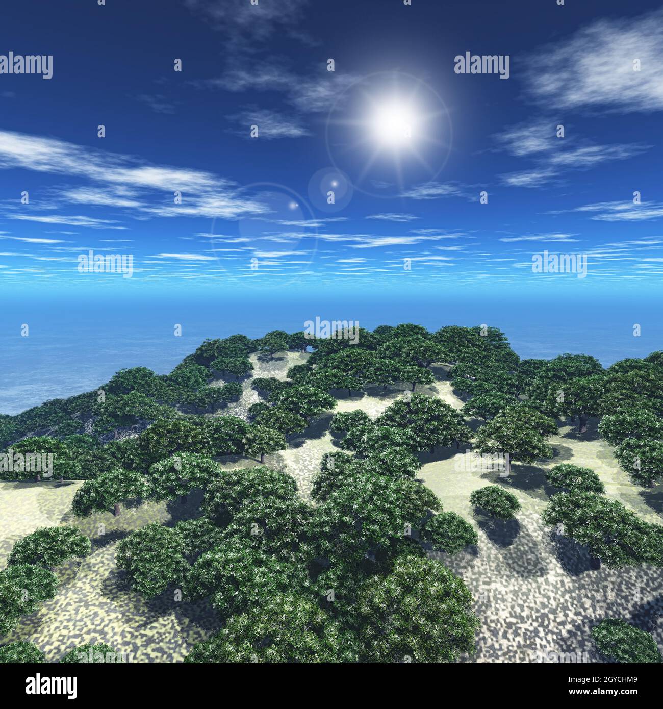 3d render island covered hi-res stock photography and images - Alamy