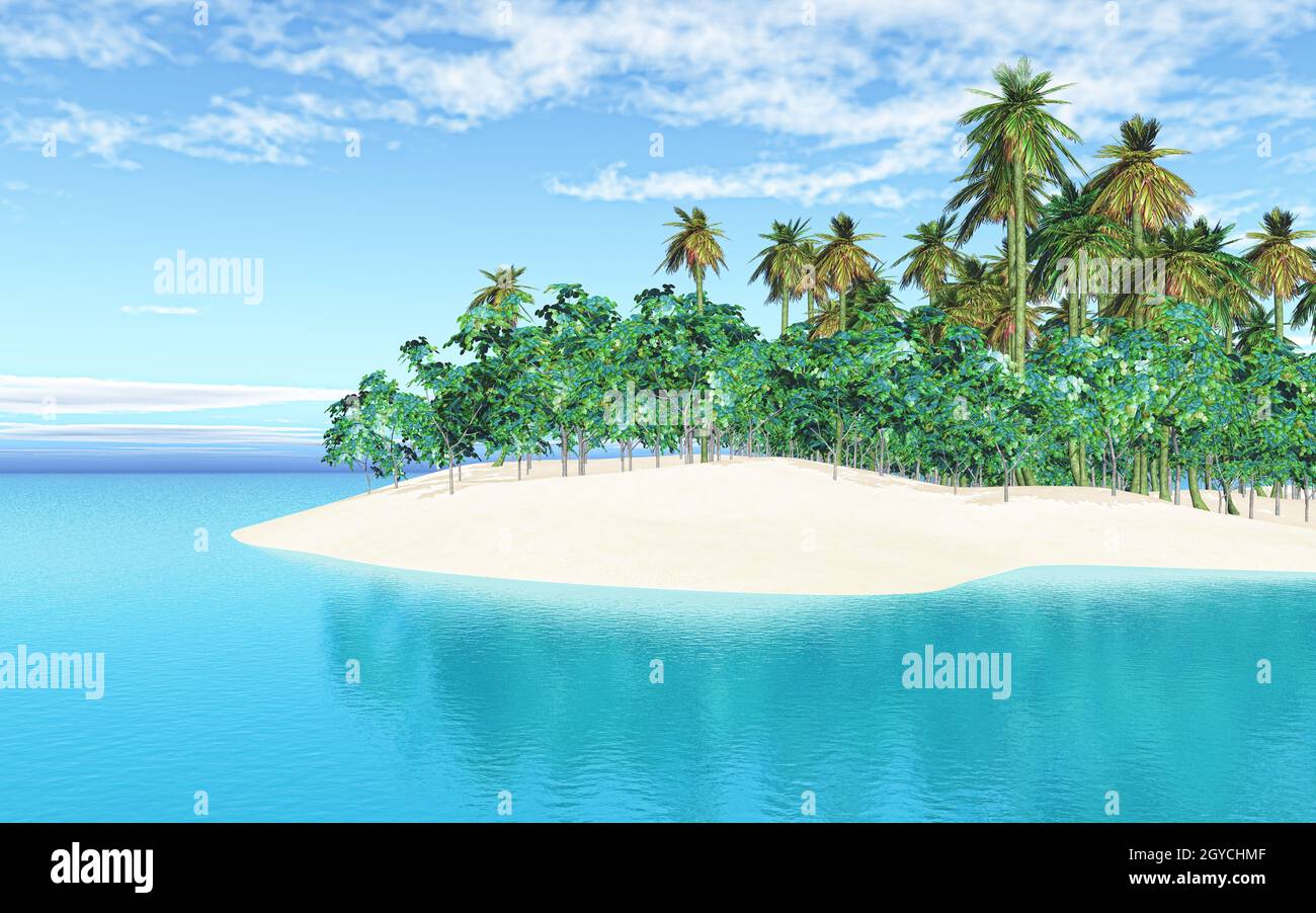 3D render of a tropical island in sea Stock Photo - Alamy
