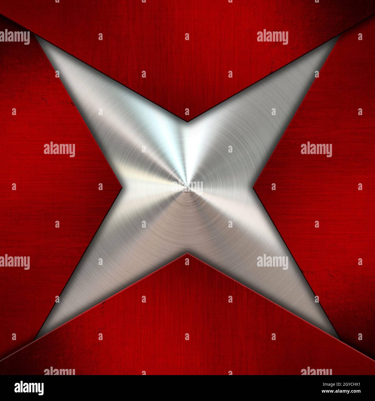 Abstract background with red metal on brushed metallic texture Stock ...