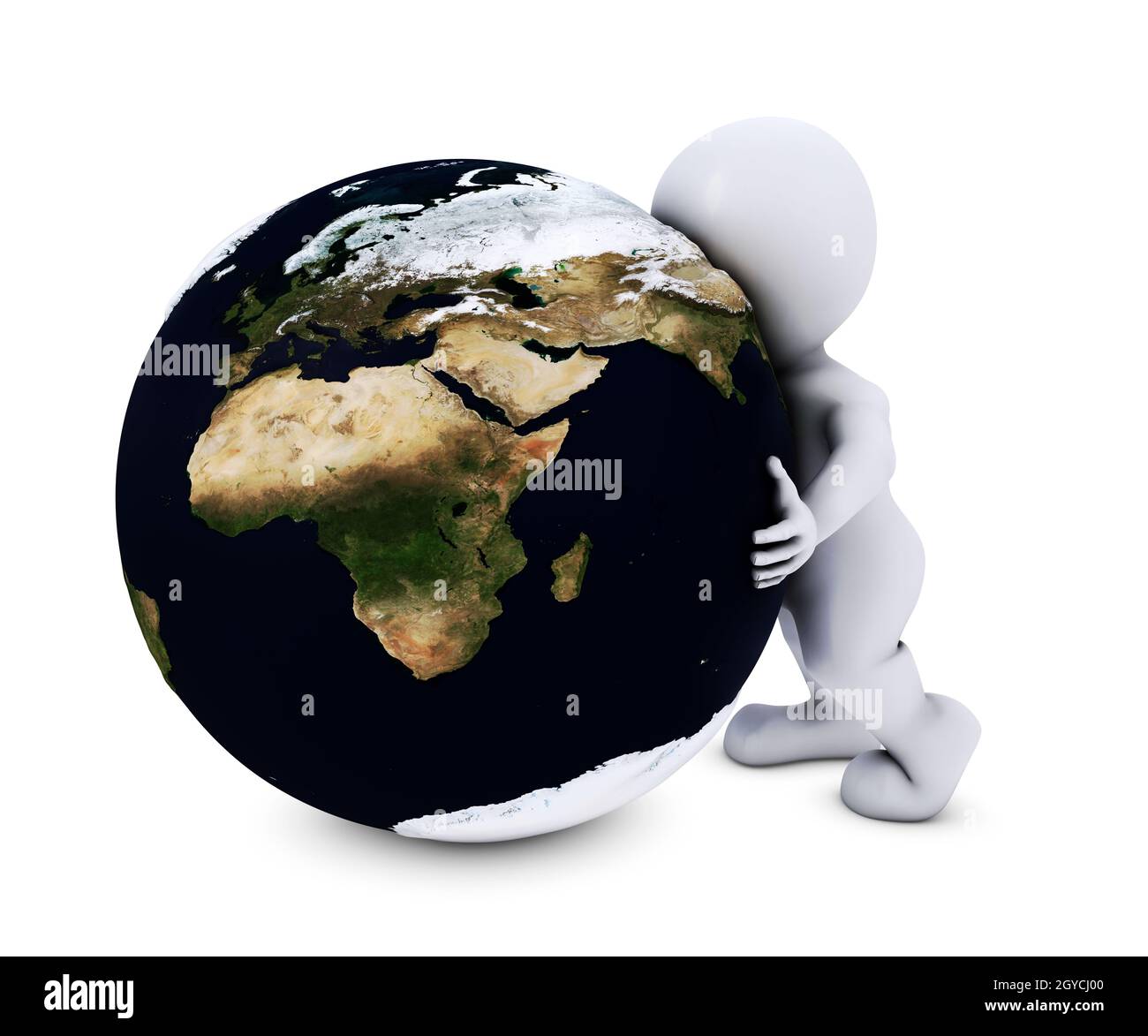 3D Render of Man embracing the world Stock Photo - Alamy