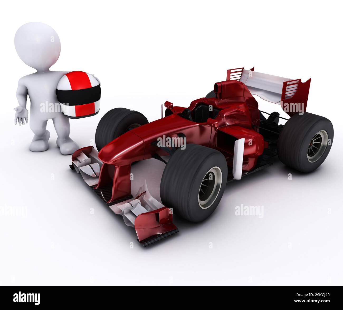 3d render of Morph man with open wheeled racing car Stock Photo - Alamy