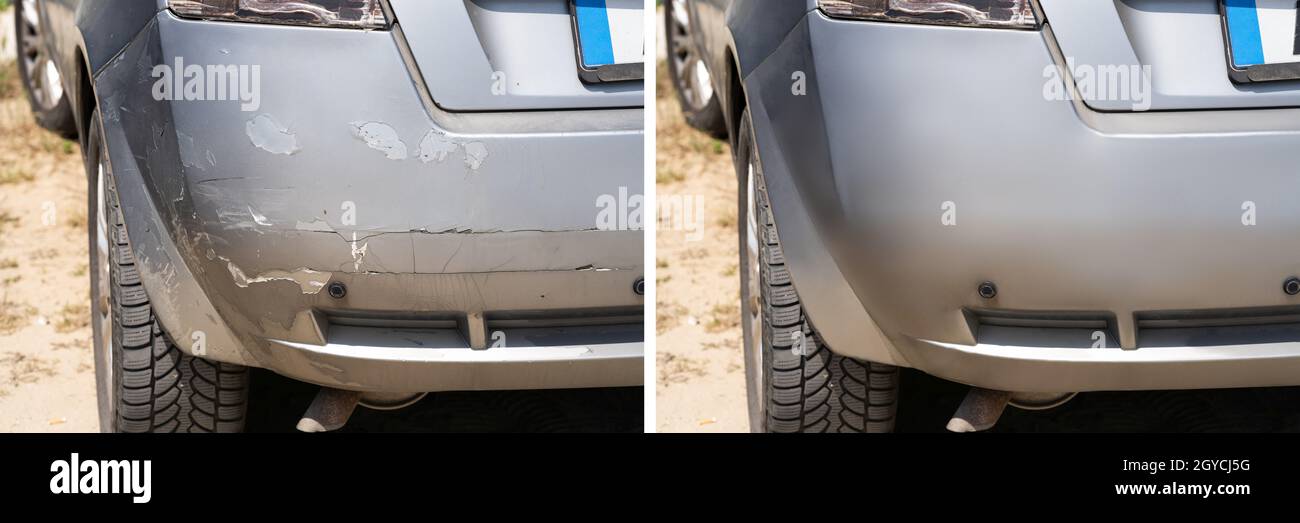 Car Dent Damage Repair Before And After Stock Photo - Alamy