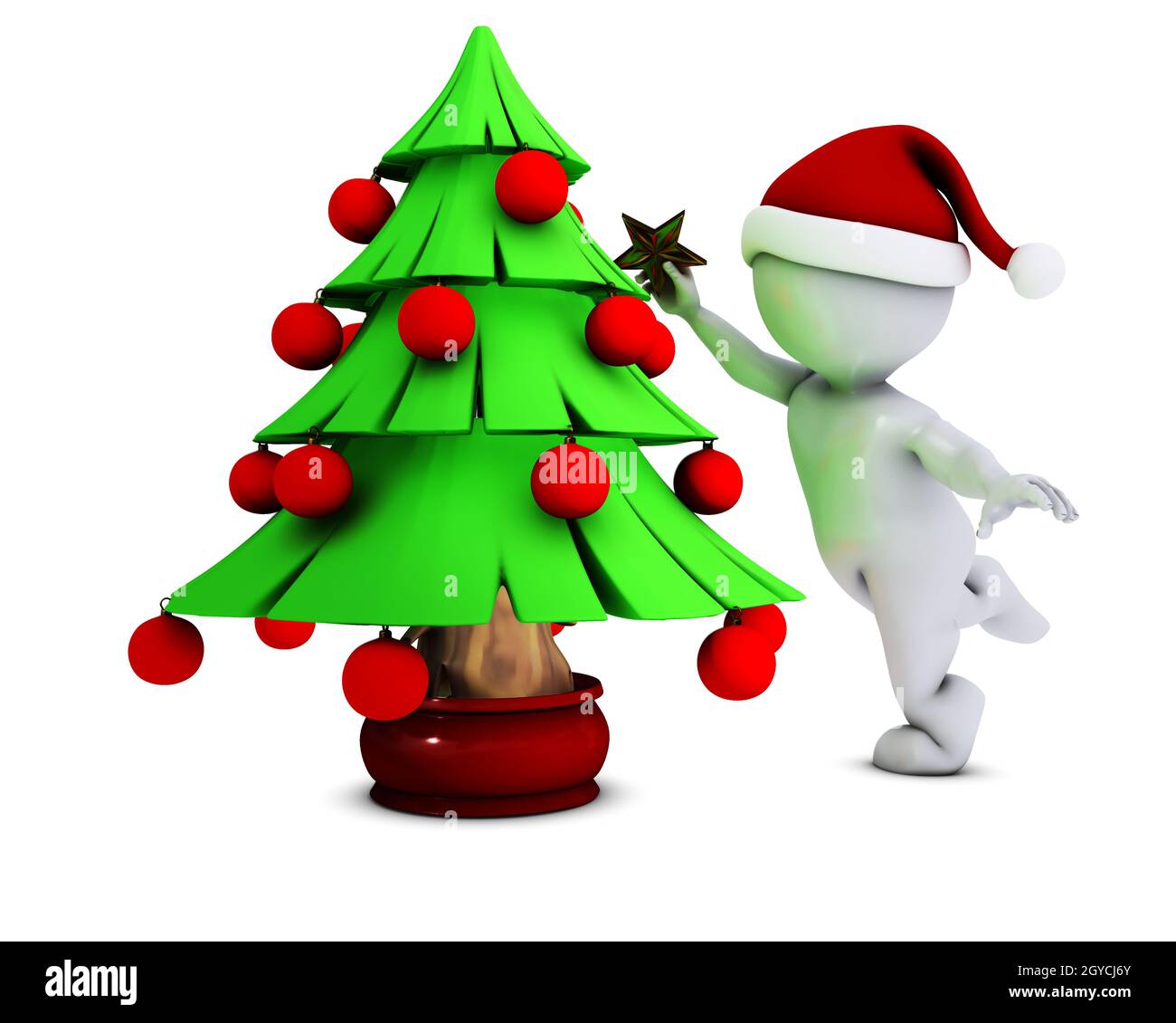 3D Render of Morph Man with christmas tree Stock Photo - Alamy