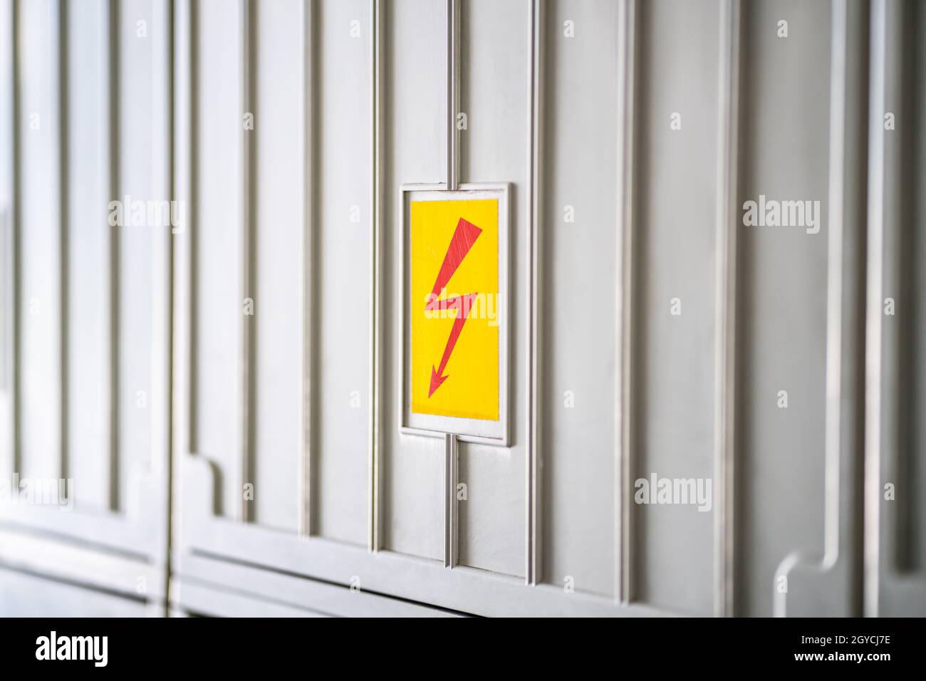 High Voltage Danger Door Electricity Notice Sign Stock Photo - Alamy