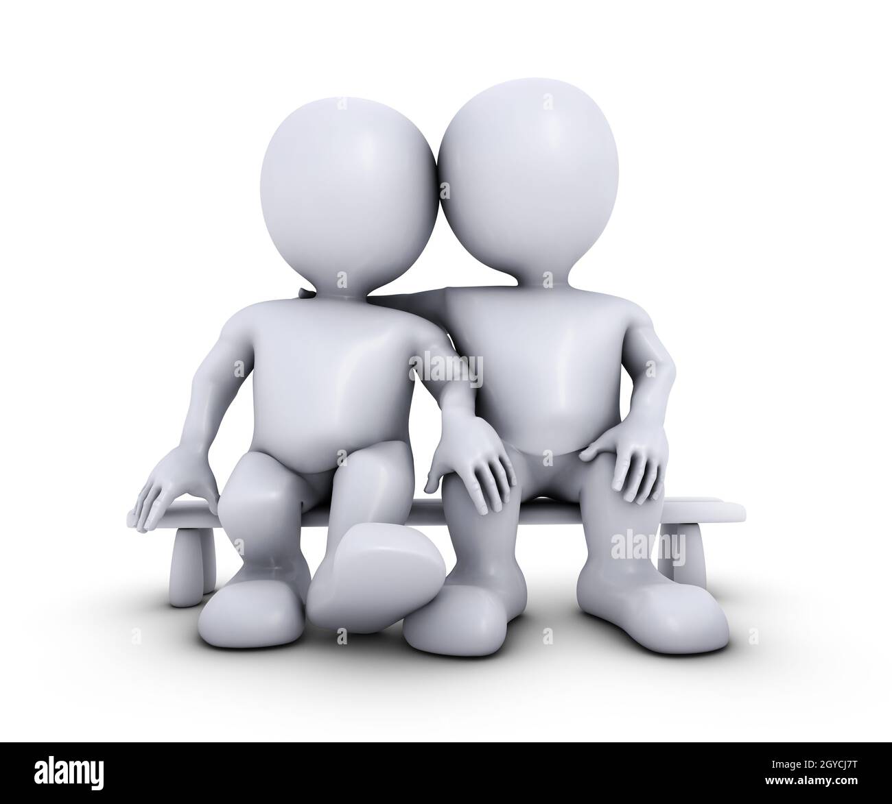 3D Render of Morph Man couple sitting on a bench Stock Photo - Alamy