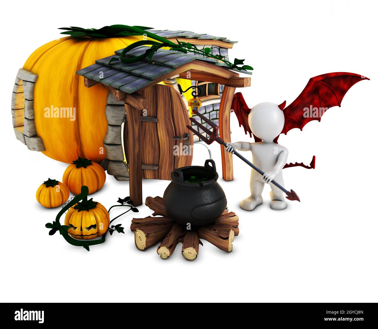 3D Render of Morph Man Spectre with cauldron Stock Photo - Alamy