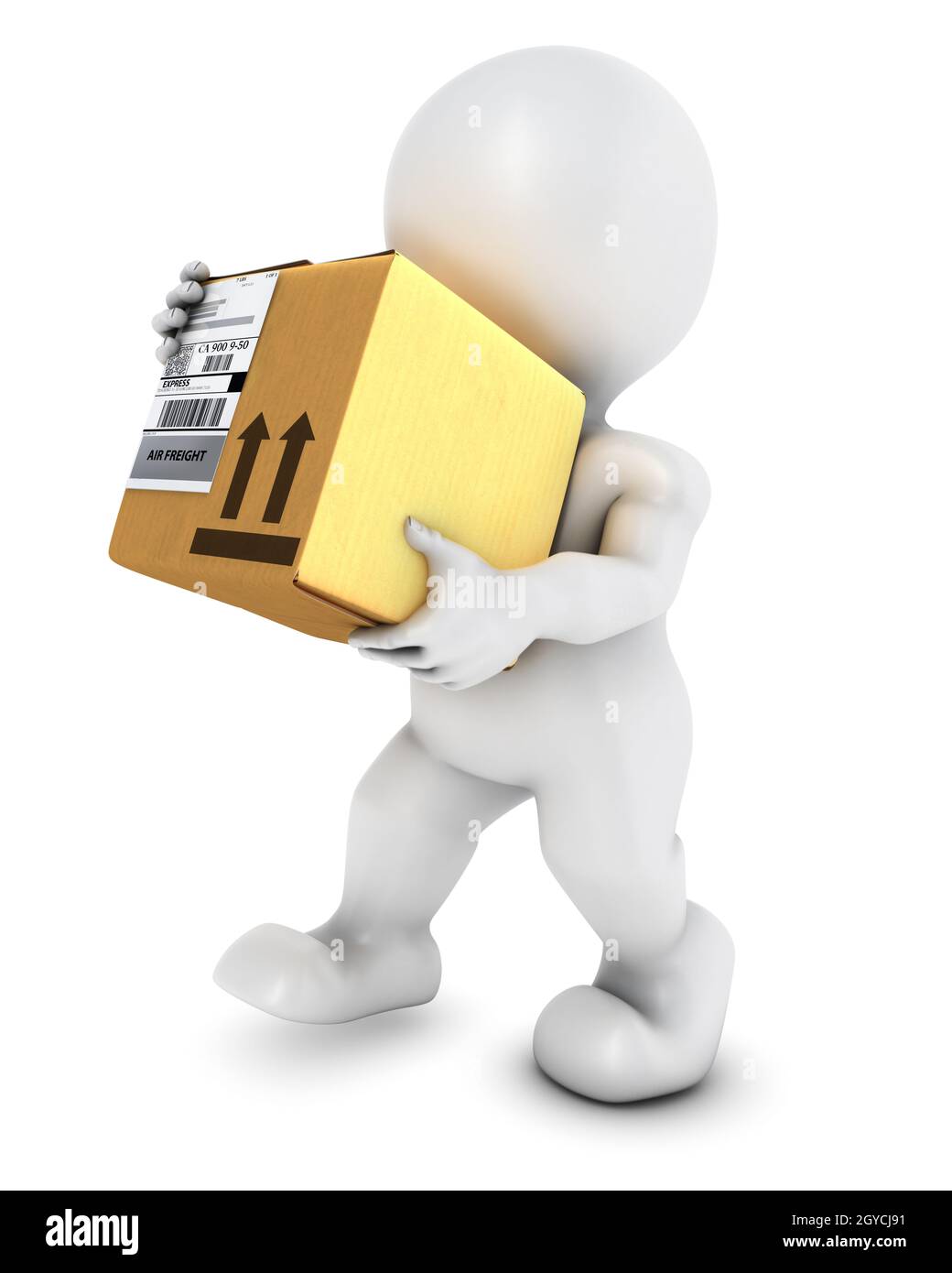 3D Render of Morph Man with cardboard box Stock Photo - Alamy