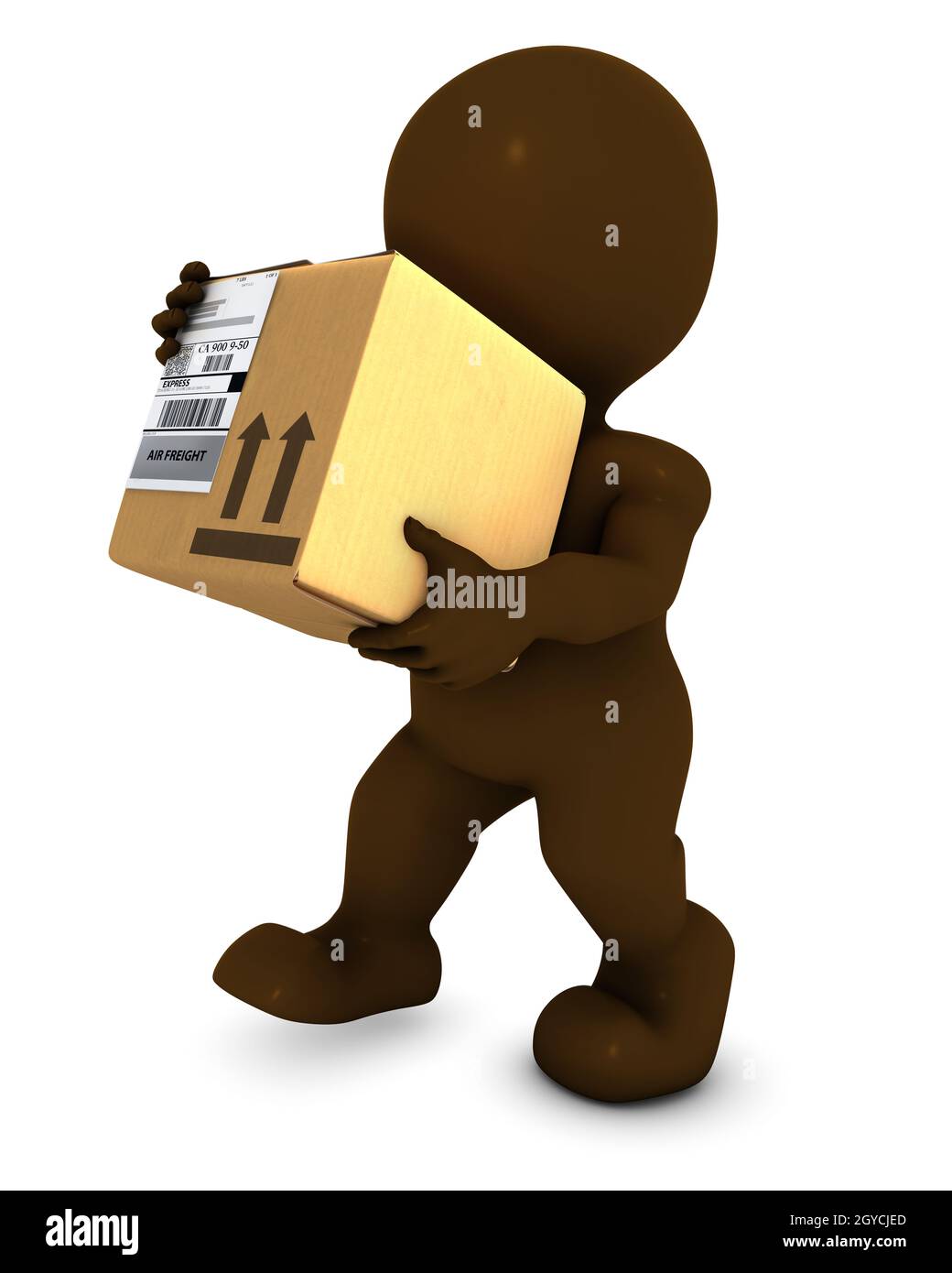 3D Render of Morph Man with cardboard box Stock Photo - Alamy