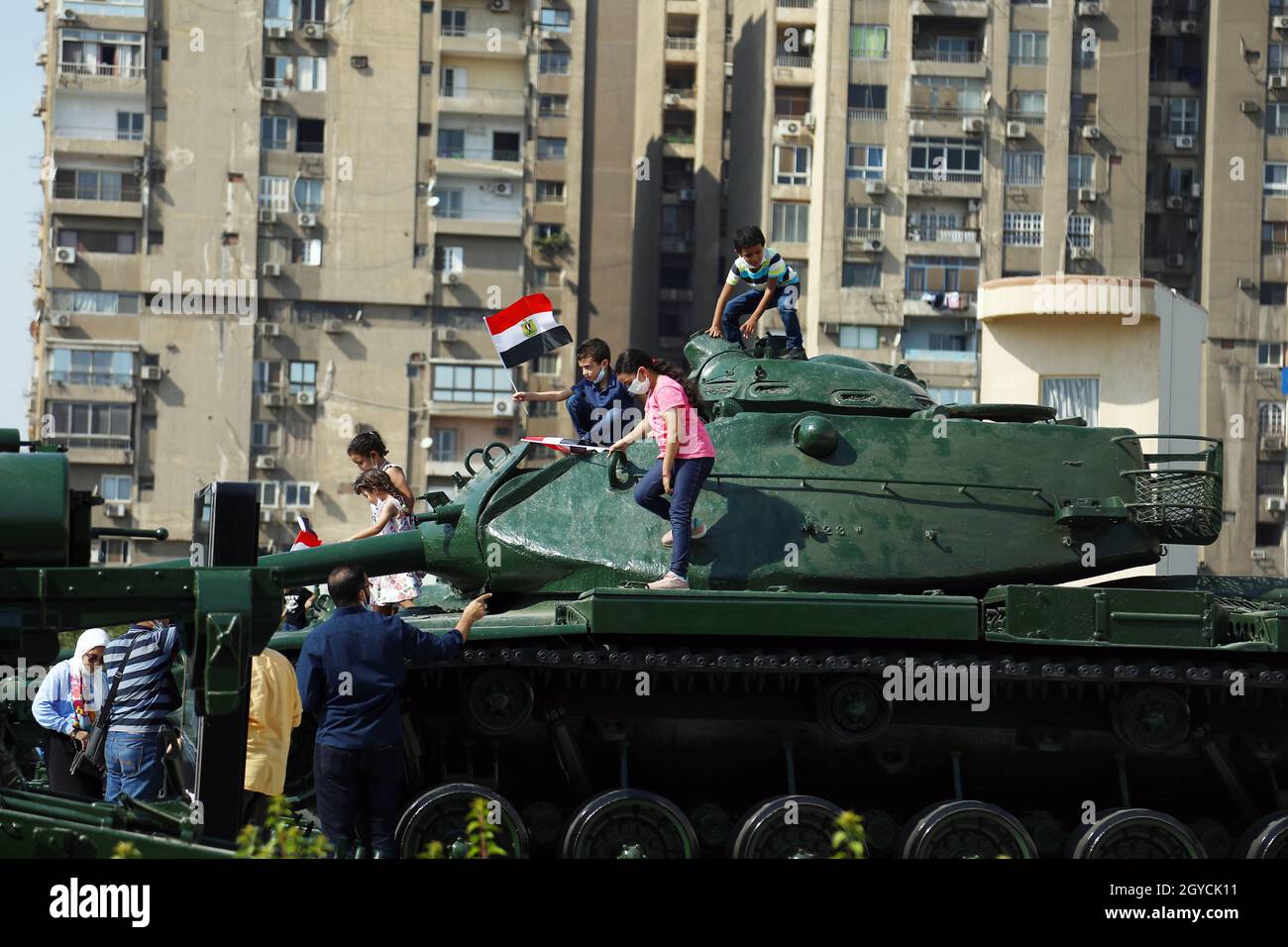 Cairo, Egypt. 7th Oct, 2021. People visit the 6th of October War ...
