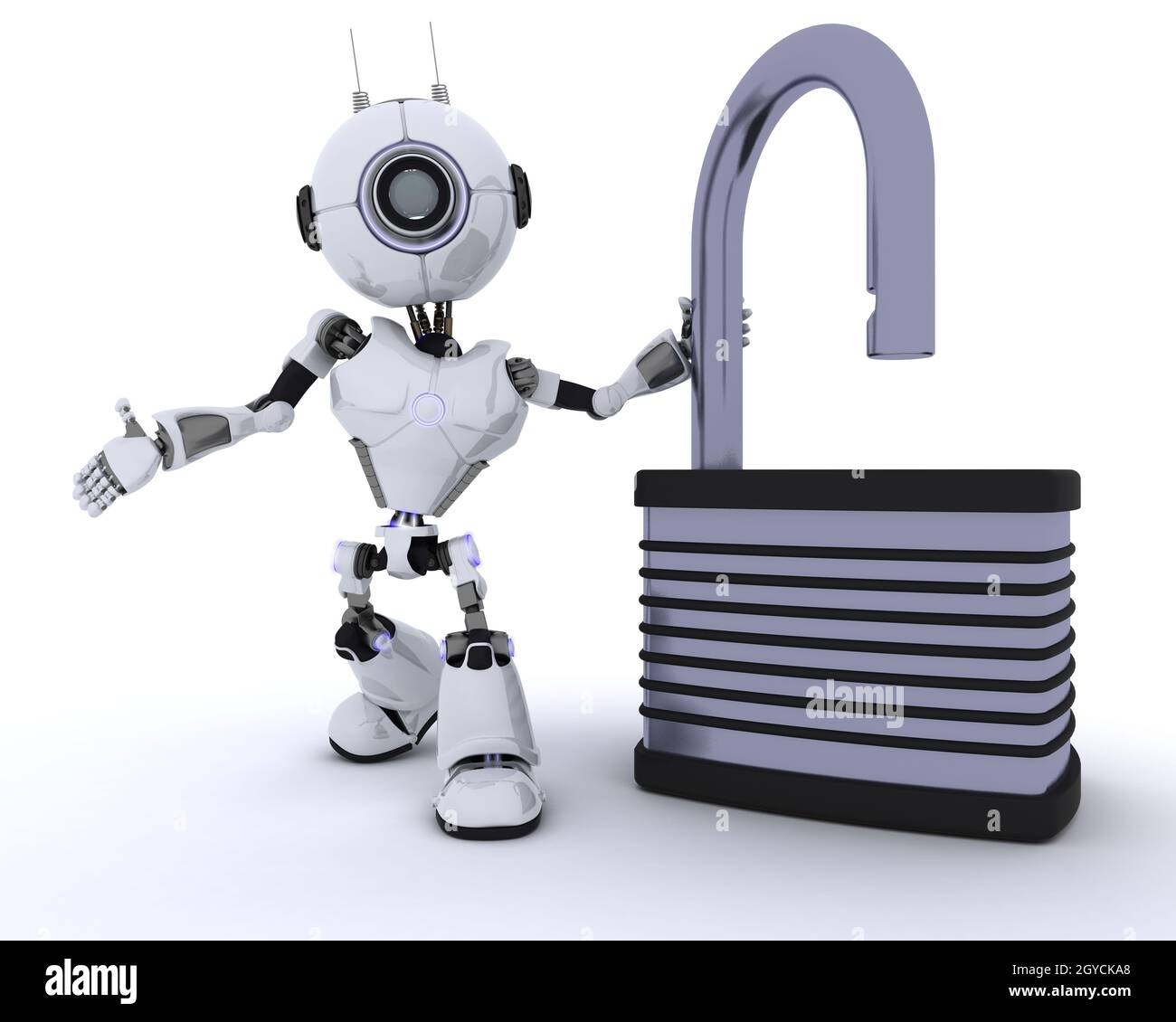 3D Render of an Robot with padlock Stock Photo - Alamy