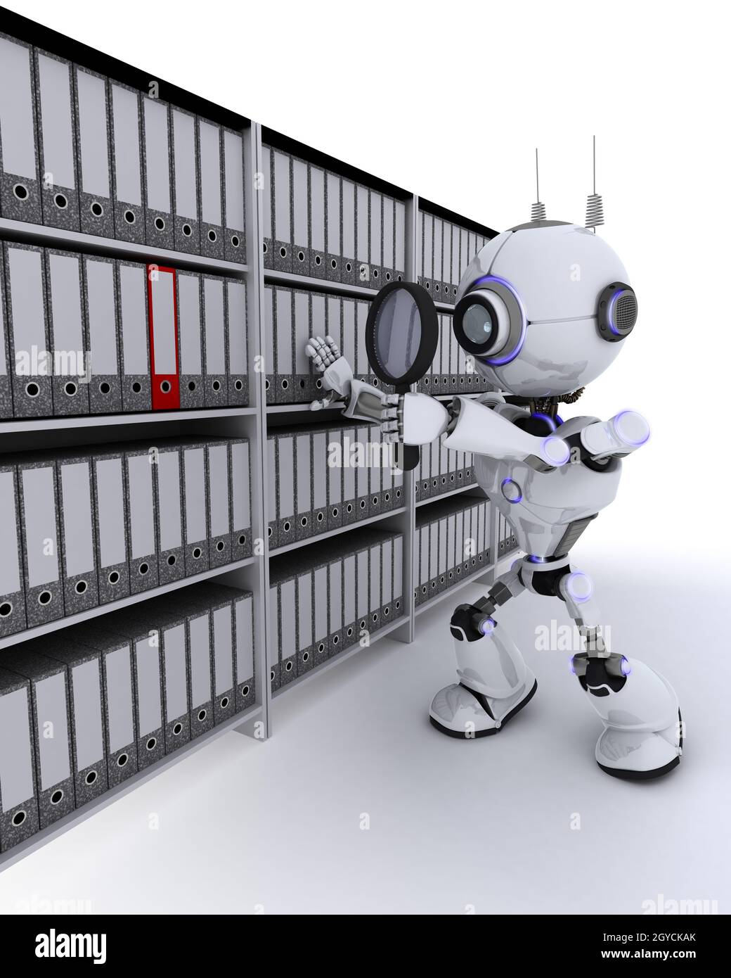 3D Render of a Robot searching documents Stock Photo - Alamy