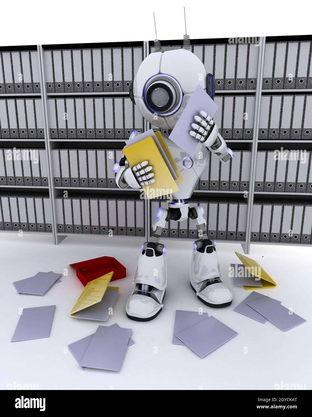 3D Render of a Robot filing documents Stock Photo - Alamy