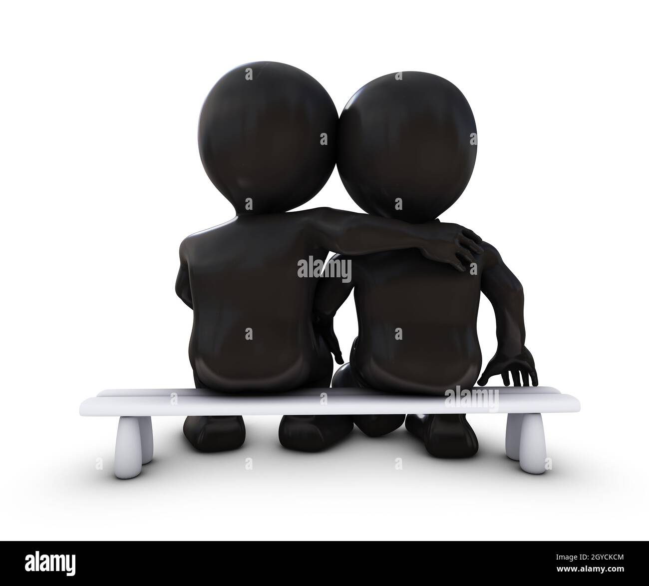3D Render of Morph Man couple sitting on a bench Stock Photo - Alamy
