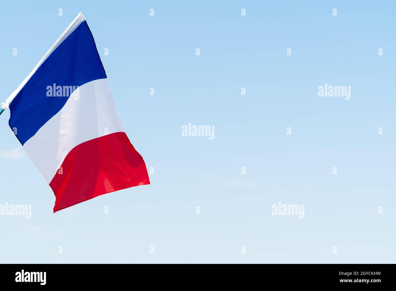 Flag of France waving in the wind in the sky Stock Photo - Alamy