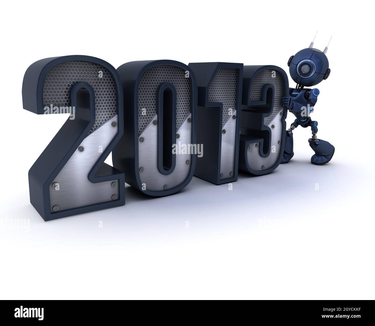 3D Render of an Android celebrating new year Stock Photo - Alamy