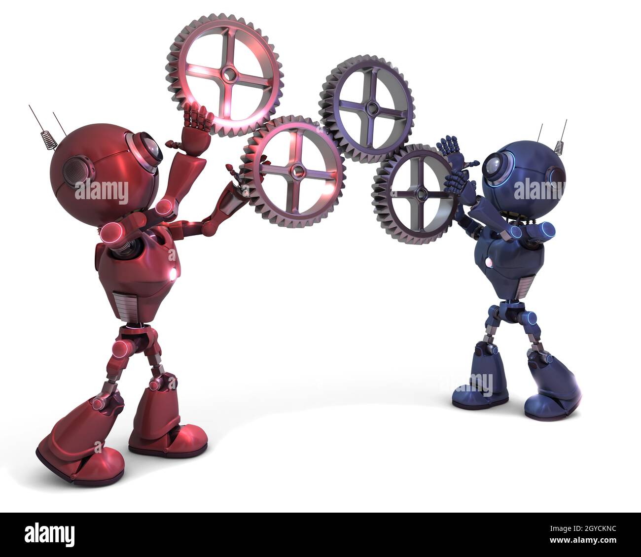 3D Render of Androids and gears Stock Photo - Alamy
