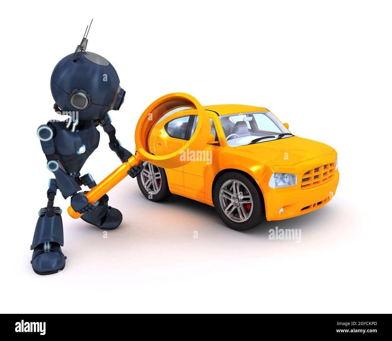3D Render of an Android searching for a car Stock Photo - Alamy