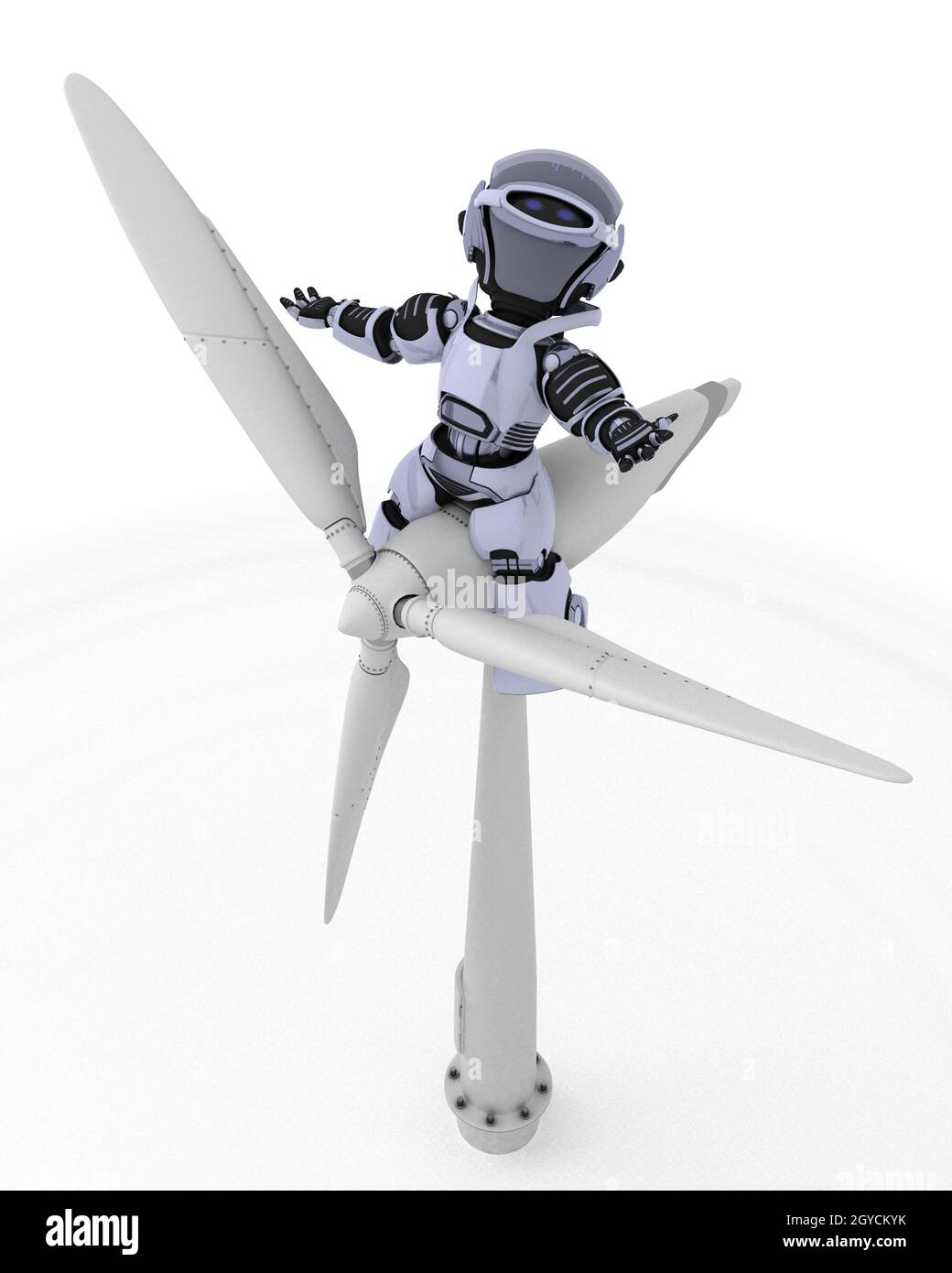3D Render of a Robot with wind turbine Stock Photo - Alamy