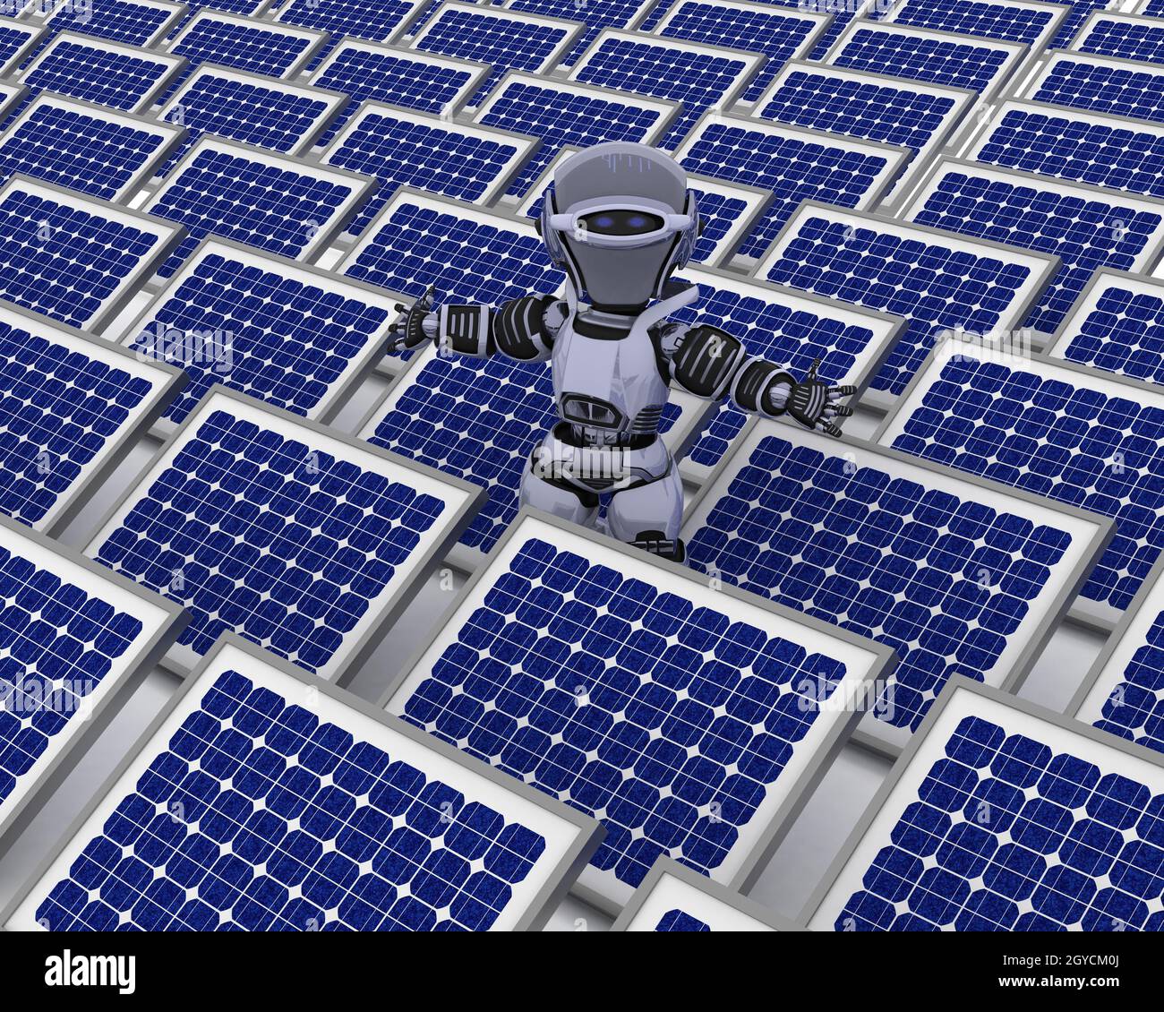 3D Render of a Robot with solar panel Stock Photo - Alamy